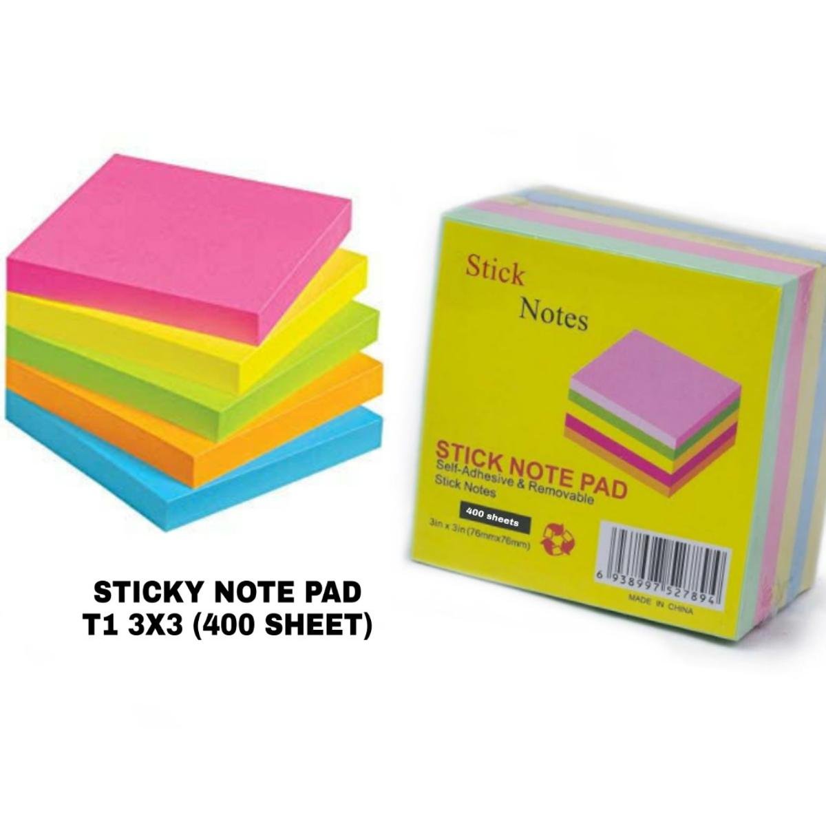 Sticky Notes 3x3 Post It 5 Colors Paper 400 Sheets - Papertree