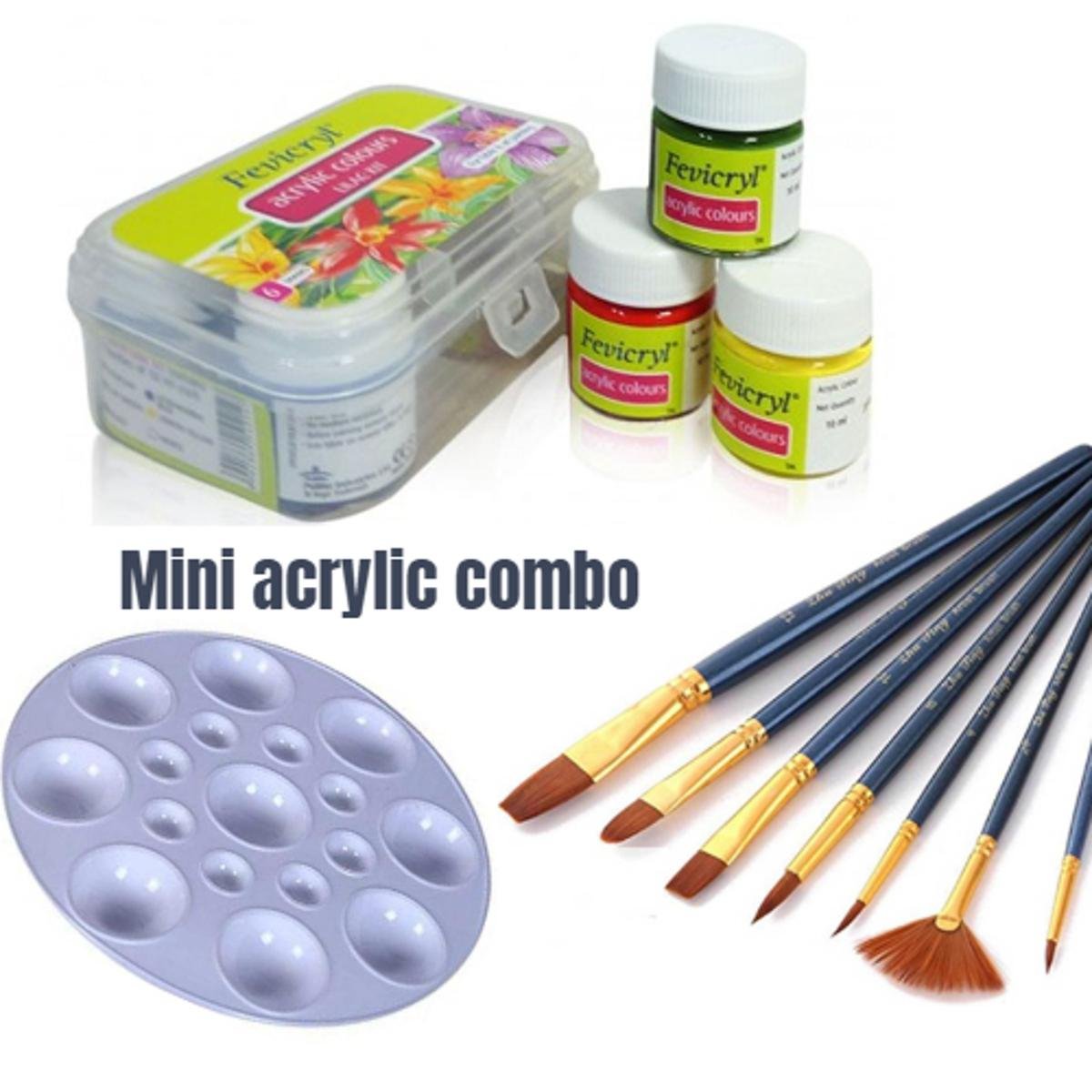 Combo Acrylic Paint Color and Brush Set - 6 PCS COLOR