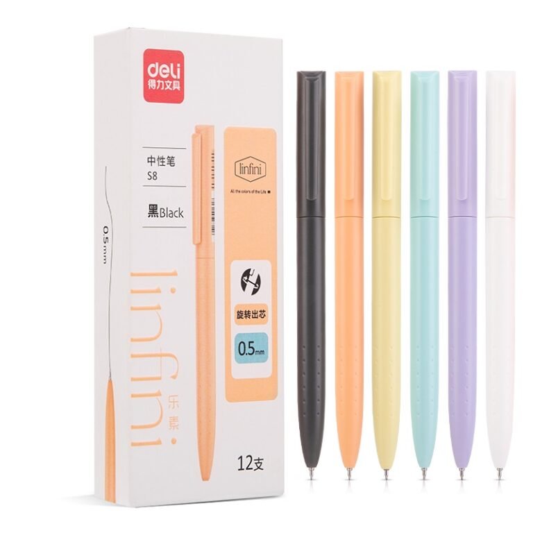 Deli S8 Quick-drying Rotary Writing Gel Pen 0.5mm Purple - 12 Pcs