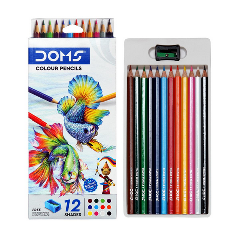 DOMS Color Pencil Full Size Round Shape 12pcs with sharpner free
