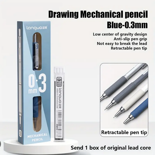 LANGUO P360-1 Soft Grip Metal Mechanical Pencil 0.3mm 2B Low Gravity ...